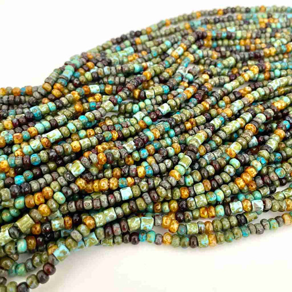 Aged Picasso Seed Bead Azul Heart Bugle Picasso Striped Mix 6/0 ...