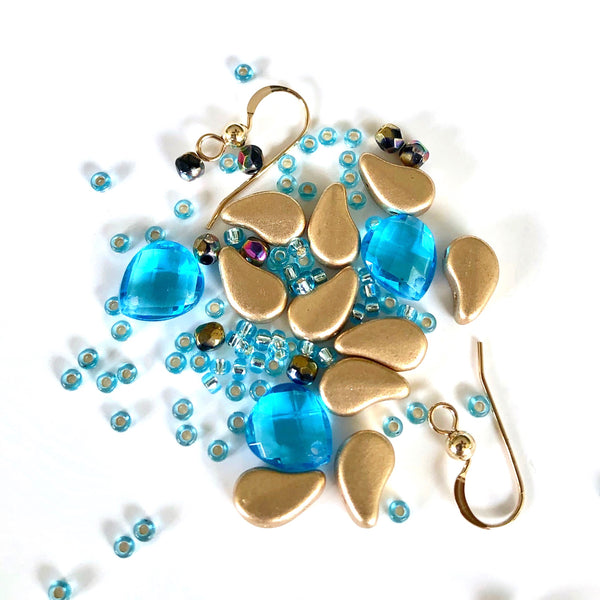 Arabesque Earrings Kit - Aqua Gold - Island Cove Beads & Gallery
