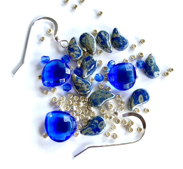 Arabesque Earrings Kit - Sapphire Picasso - Island Cove Beads & Gallery